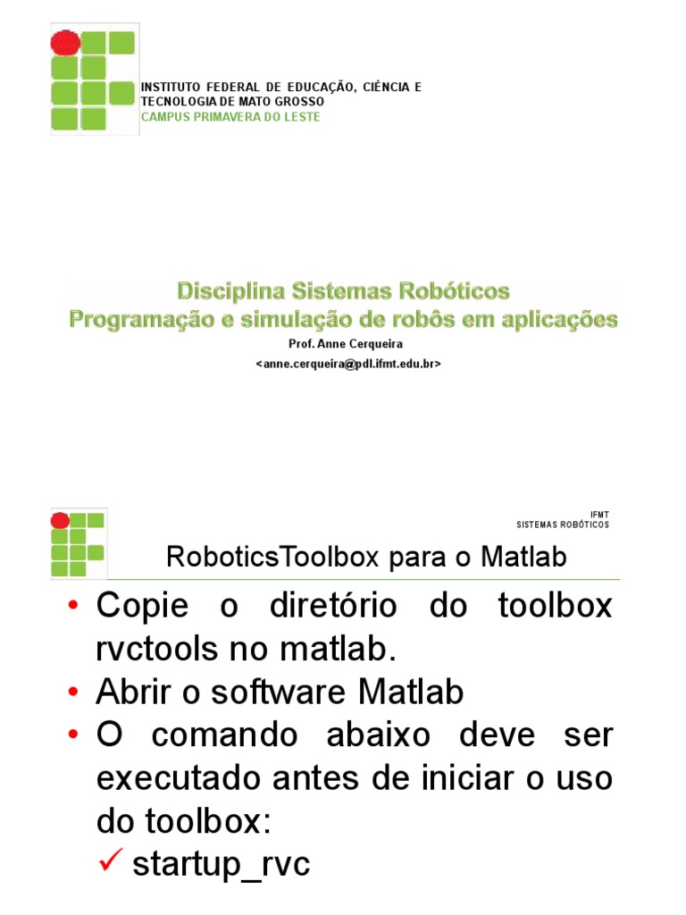 65929-Aula 10 - Programação e Simulação de Robôs | PDF | Robô | Robótica