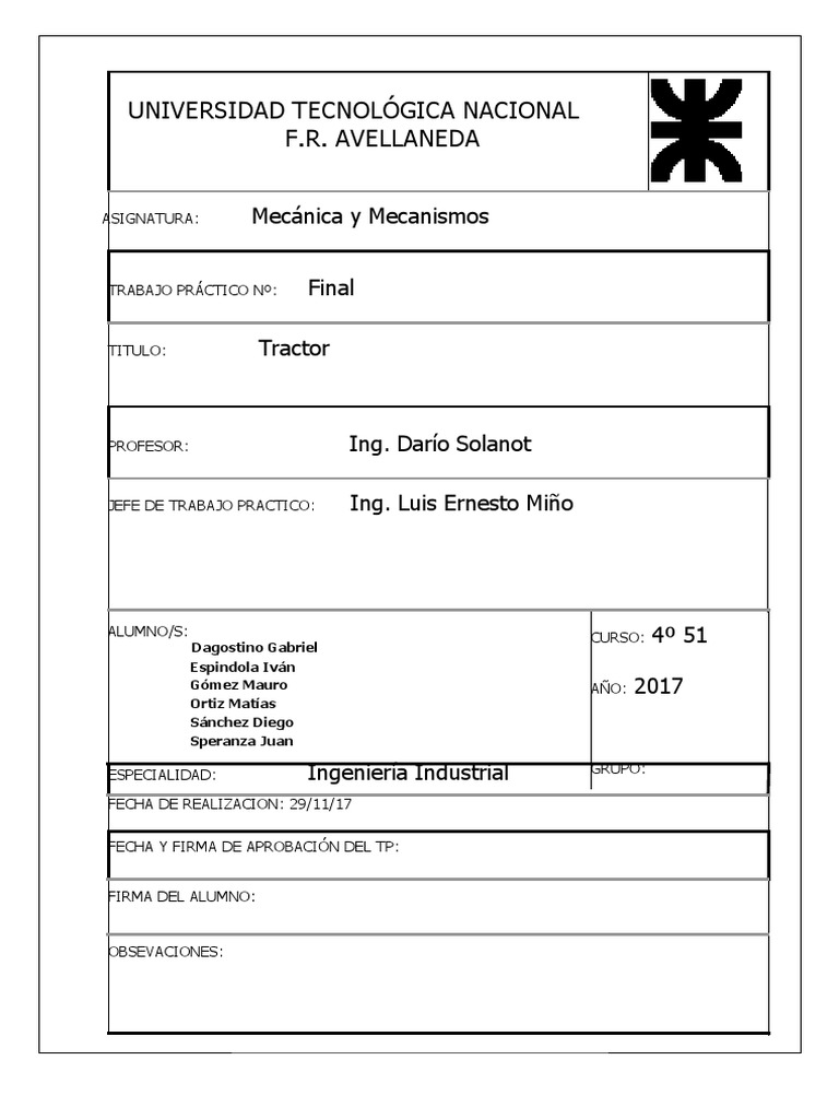 TP Final - Tractor | PDF | Eje | Engranaje