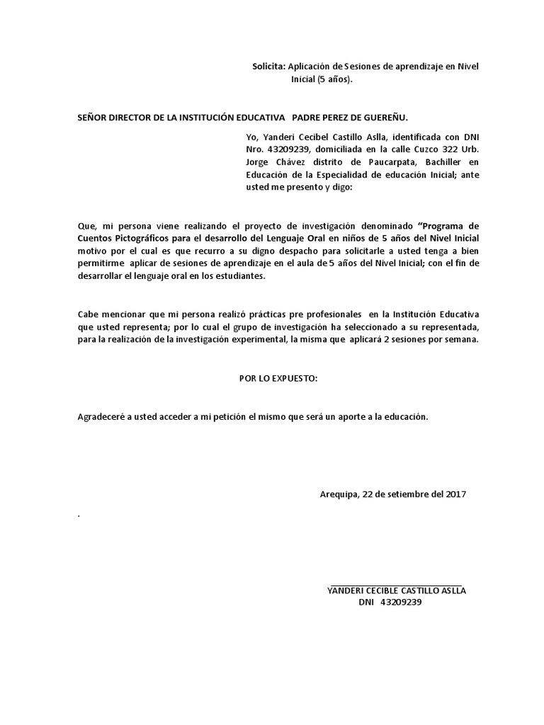 Solicitud de Prácticas en Educación Inicial | PDF | Conceptos ...