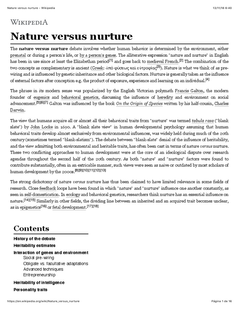 Nature Versus Nurture | PDF | Nature Versus Nurture | Heritability