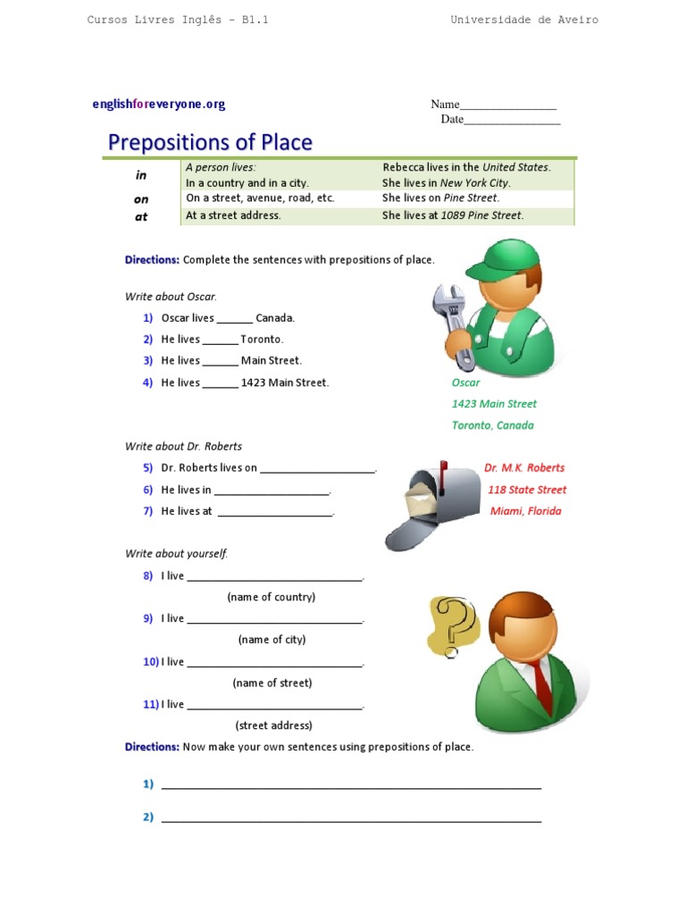 Prepositions of Place | PDF | Syntactic Relationships | Language Mechanics