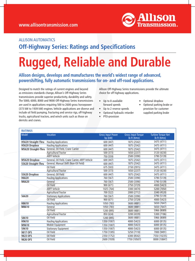 Allison Off Highway Products | PDF | Transmission (Mechanics ...