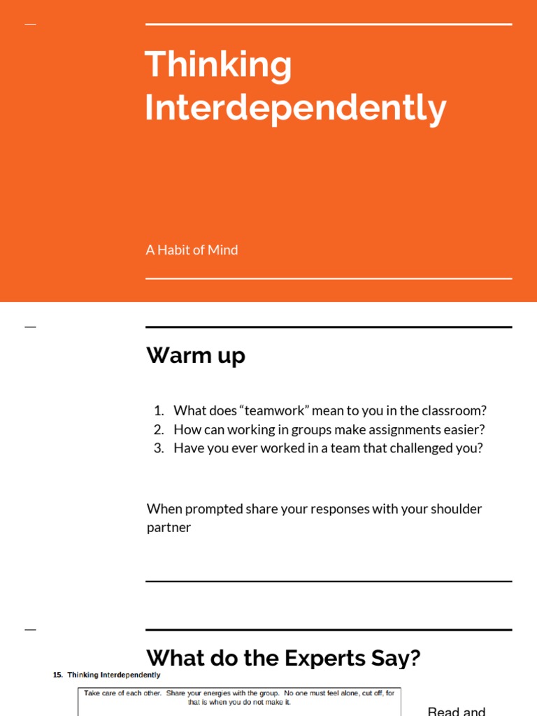 Thinking Interdependently | PDF