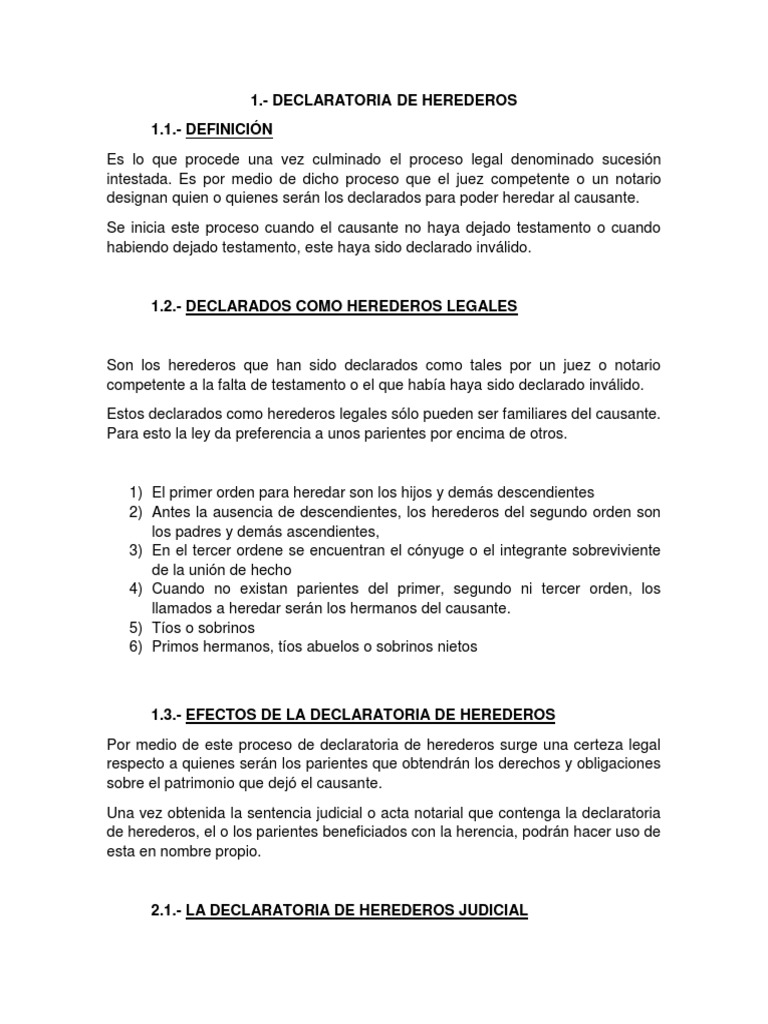 Declaratoria de herederos: proceso, requisitos y efectos de ser ...