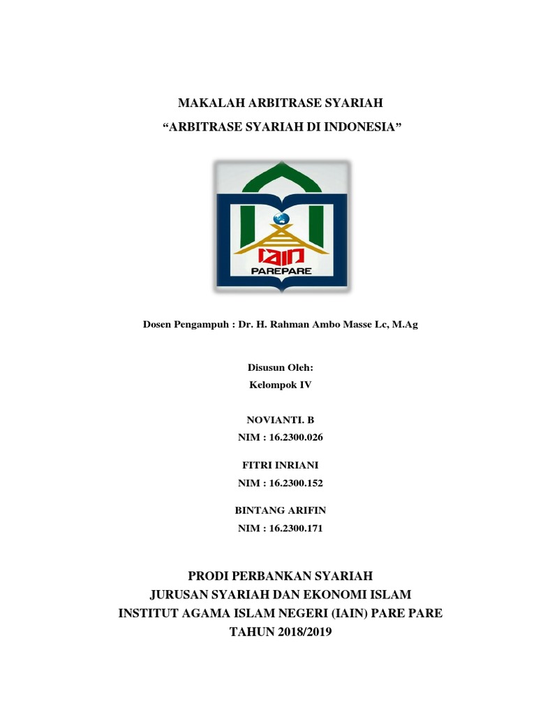 Makalah Arbitrase Syariah Di Indonesia | PDF