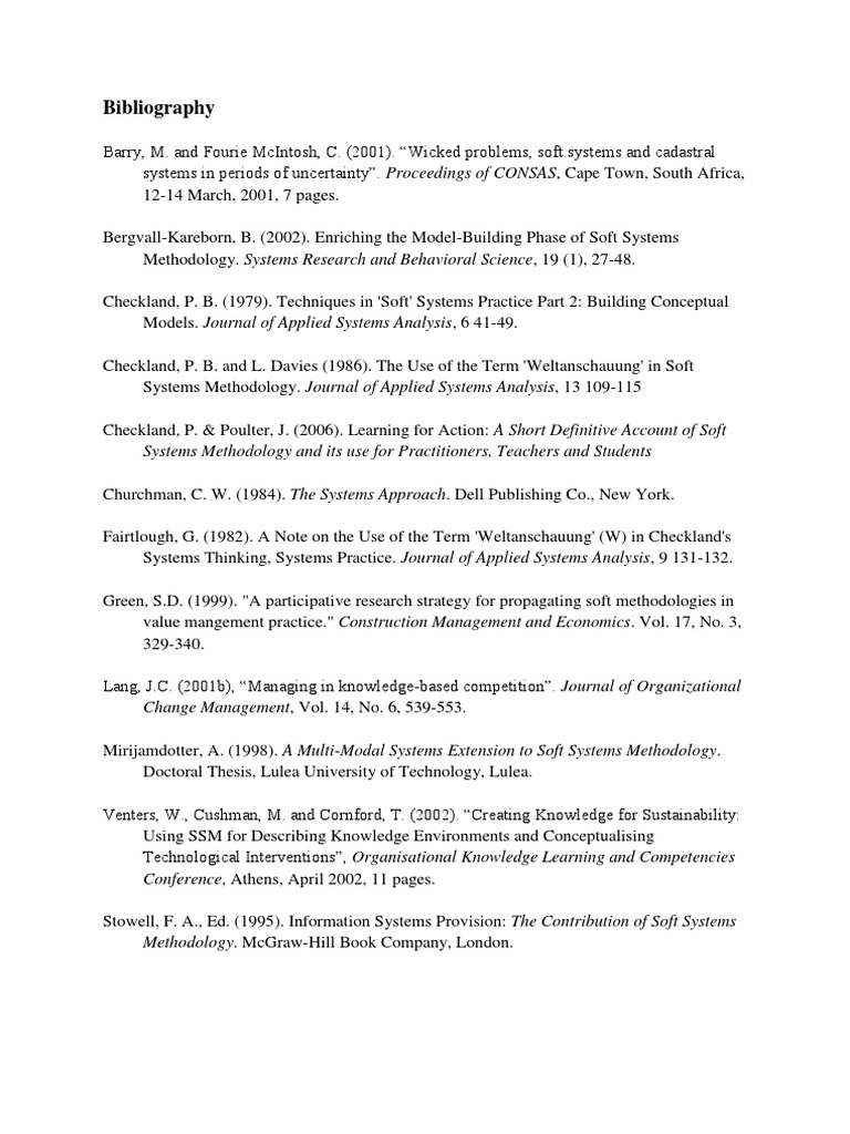 Bibliography: Systems Methodology and Its Use For Practitioners ...