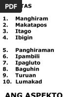 Mga Panagano NG Pandiwa | PDF