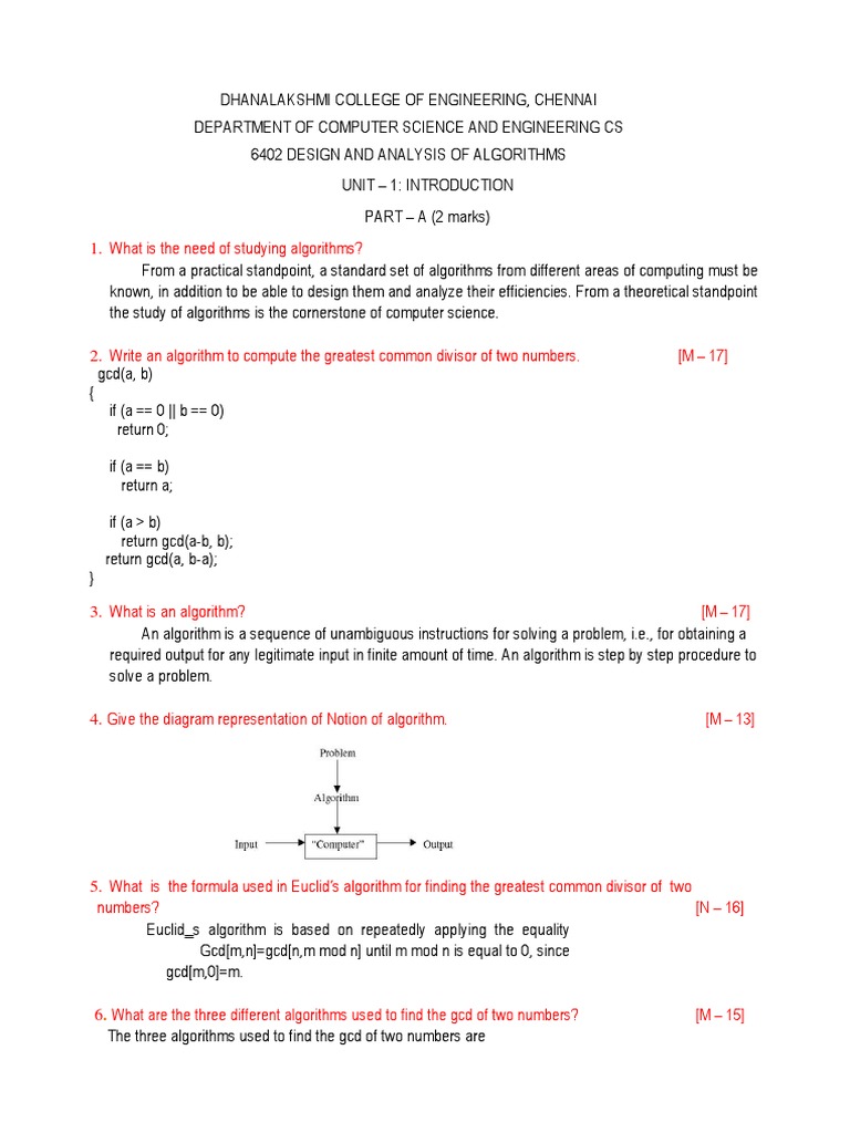 CS6402 Design and Analysis of Algorithms Question Bank | PDF | Mathematical Optimization ...