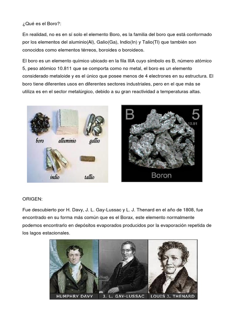 Características y usos del boro | PDF | Boro | Sal (química)