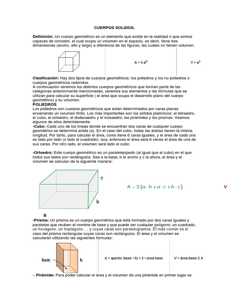 Cuerpos Sólidos | PDF | Objetos geométricos | Geometría Elemental