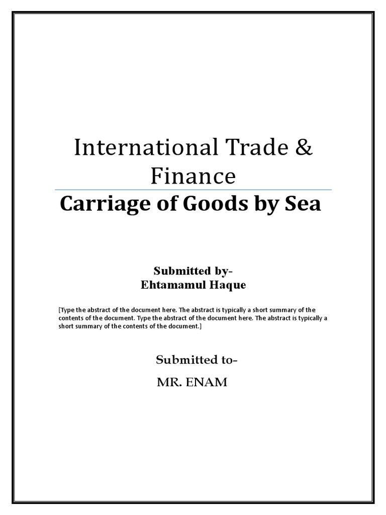 International Trade and Finance | PDF | Bill Of Lading | Legal Concepts