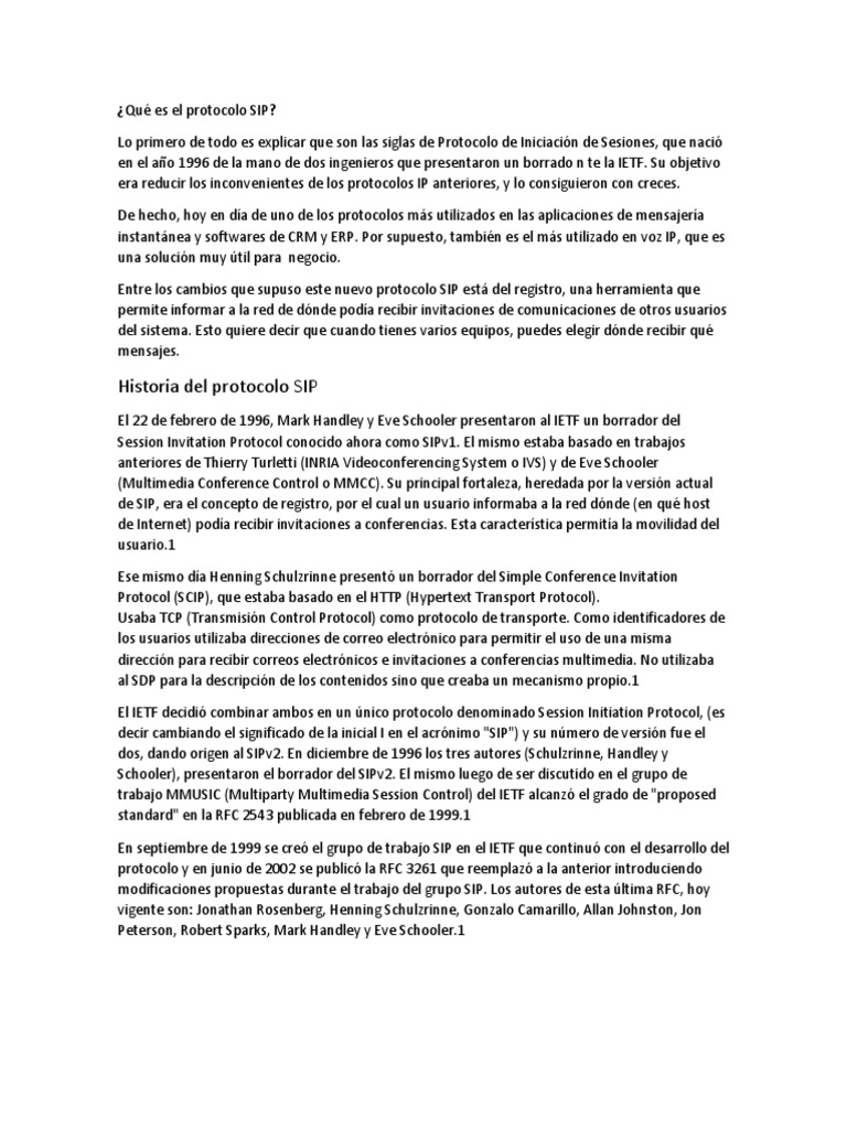 Qué Es El Protocolo SIP | PDF | protocolo de Iniciacion de Sesion ...