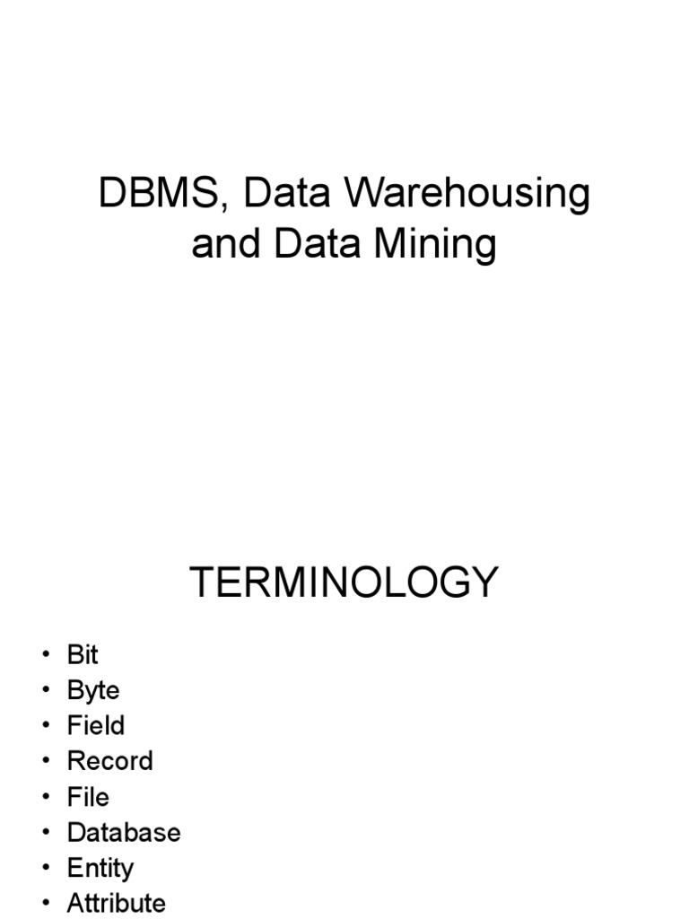 DBMS, Data Warehousing and Data Mining Explained | PDF | Databases | Database Index