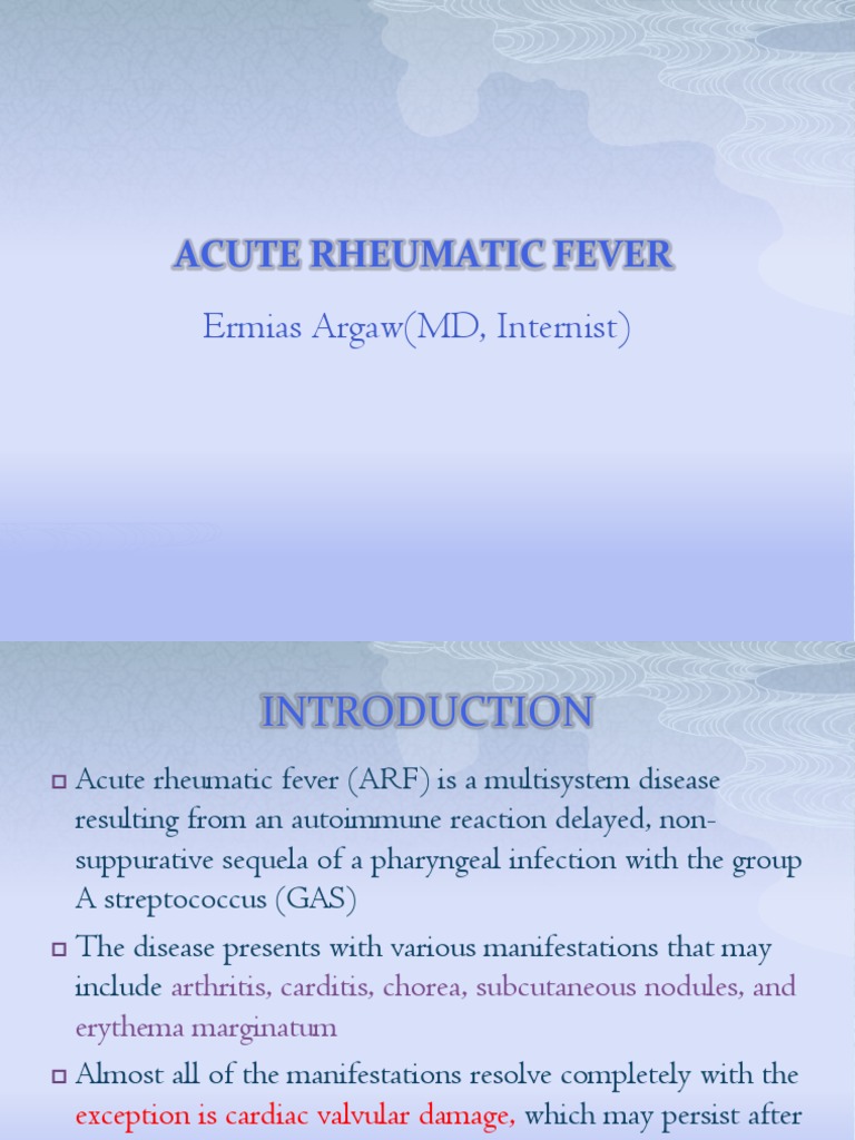 Acute Rheumatic Fever: A Comprehensive Review of its Epidemiology ...