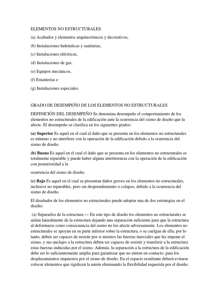Elementos No Estructurales en Edificaciones | PDF | Lentes | Temblores