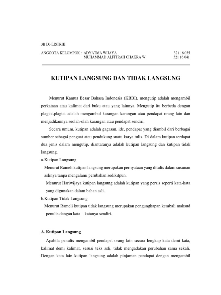 Panduan Kutipan Langsung dan Tidak Langsung | PDF