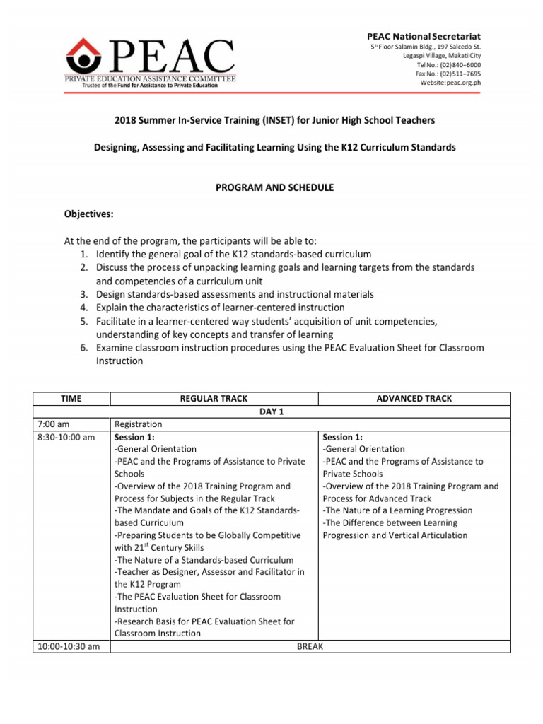 Inset | PDF | Educational Assessment | Curriculum