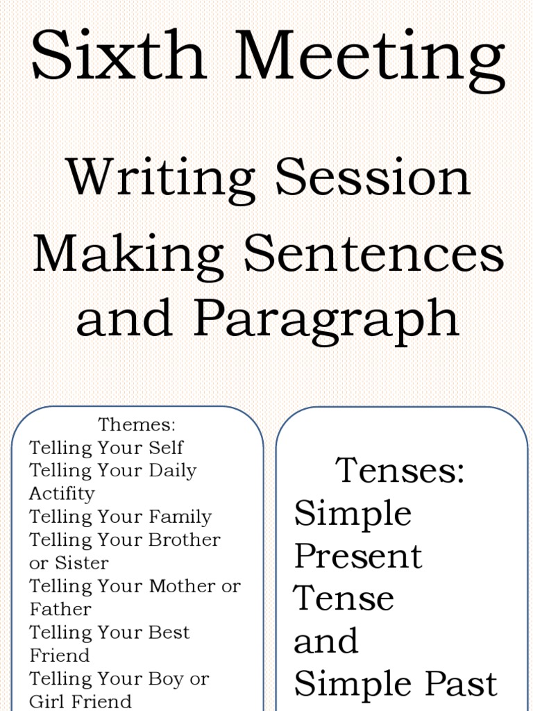 Writing Session Making Sentences and Paragraph | PDF