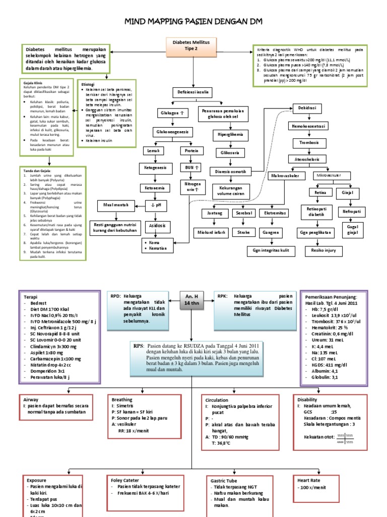 Mind Mapping Diabetes Mellitus Tipe 2 | PDF