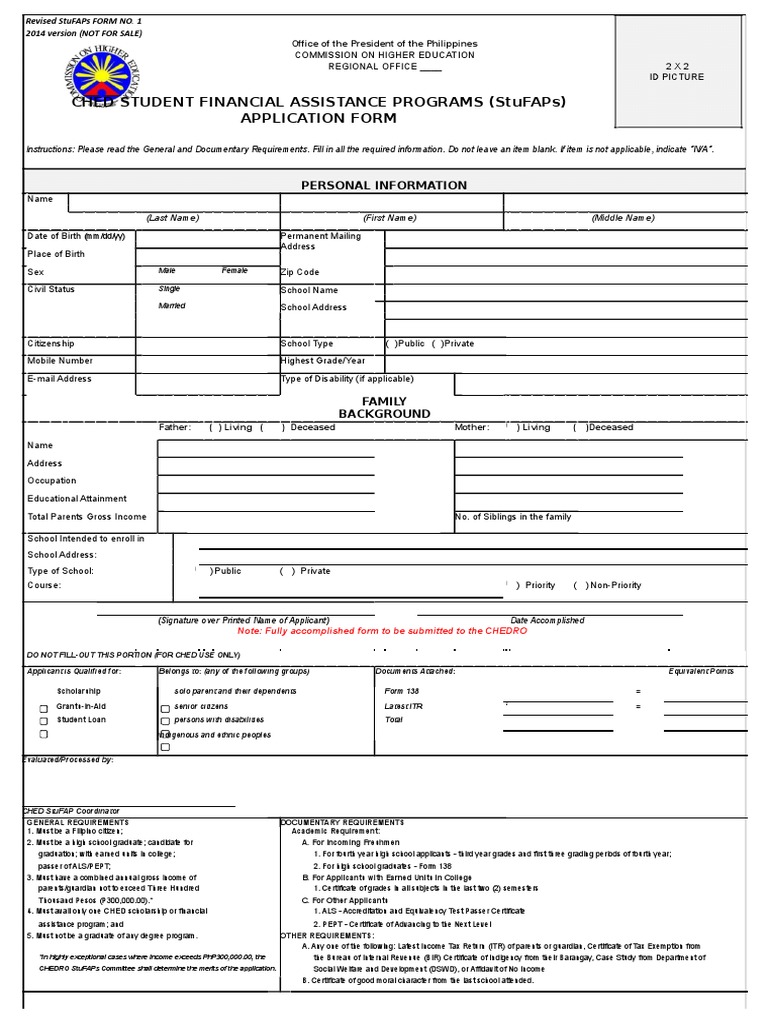 CHED StuFAPs Application Form | Download Free PDF | Bachelor Of Science | Bachelor's Degree