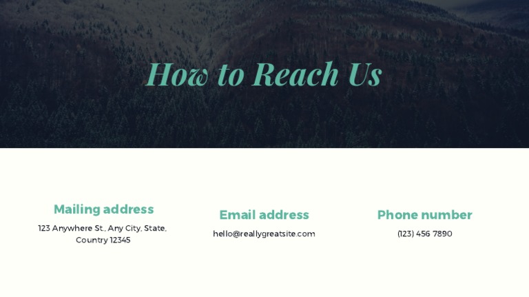 How To Reach Us: Mailing Address Email Address Phone Number | PDF