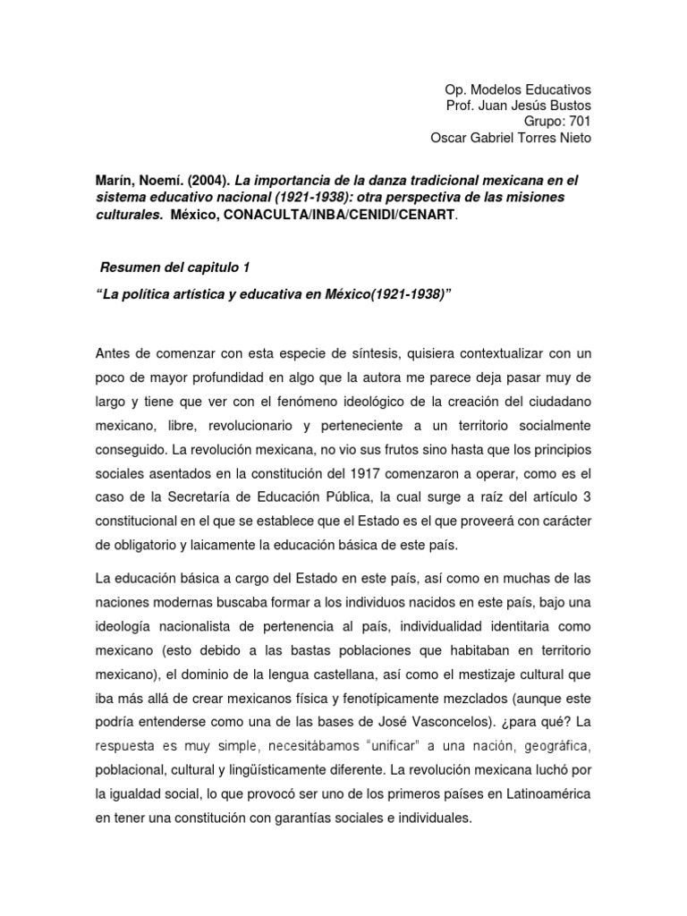 Resumen Capítulo 1 y 2 Noemí Marín | PDF | México | Nación