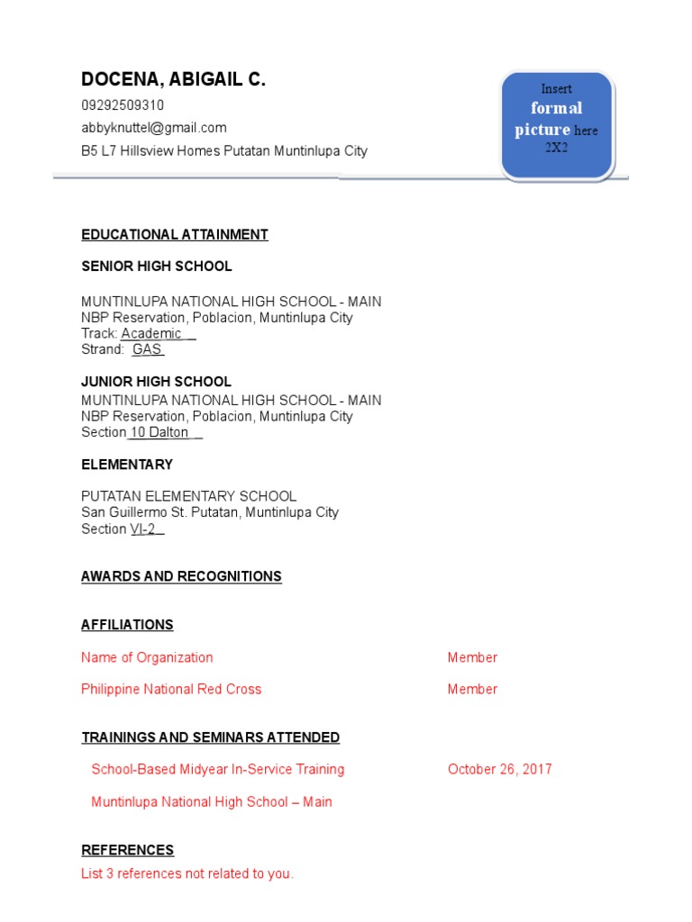 Sample Resume For Immersion | PDF | High Schools And Secondary Schools ...