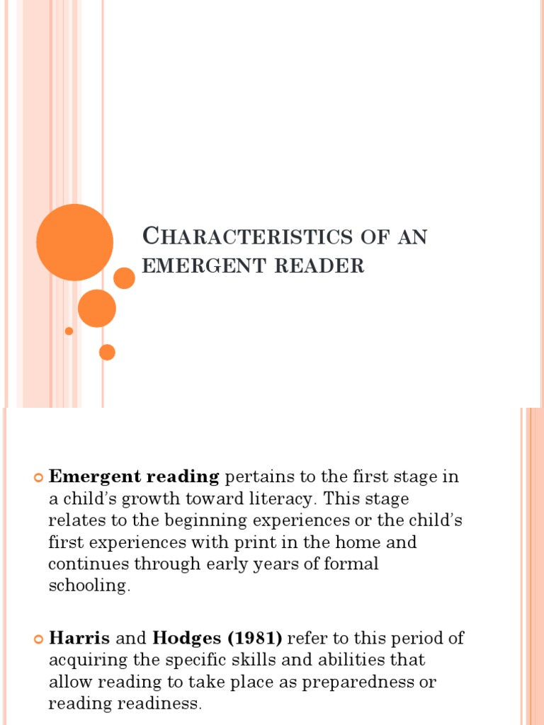 Characteristics of an emergent reader.pptx | Reading (Process) | Writing