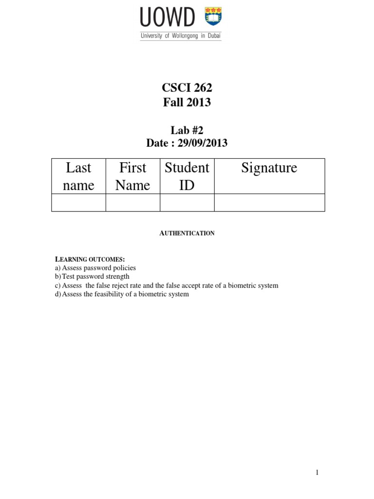 CSCI262 Autumn2013 Workshops Lab 2 PDF | PDF | Automated Teller Machine | Password