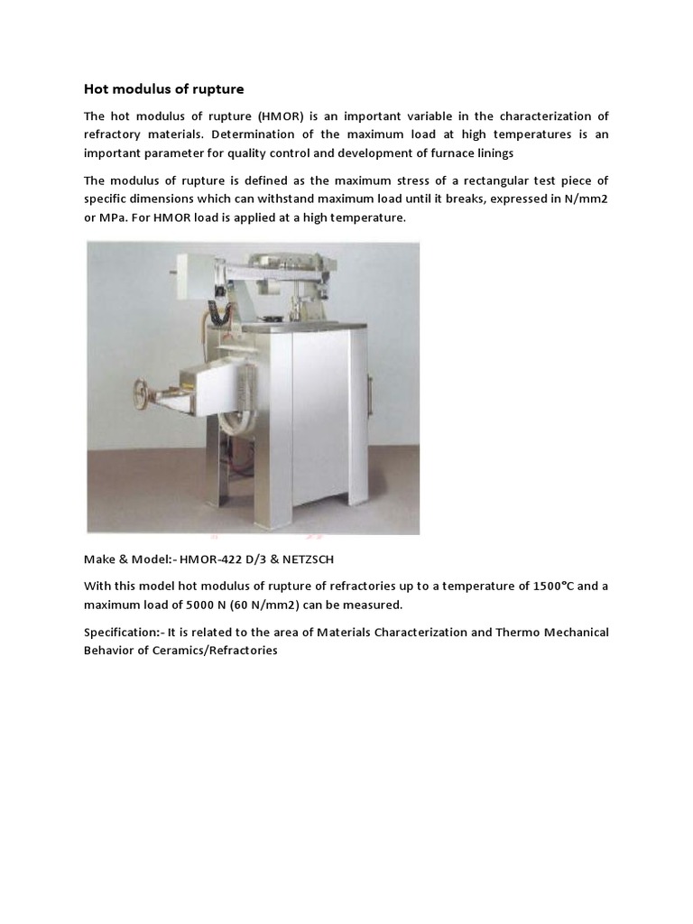 Hot Modulus of Rupture Testing Guide | PDF | Technology & Engineering