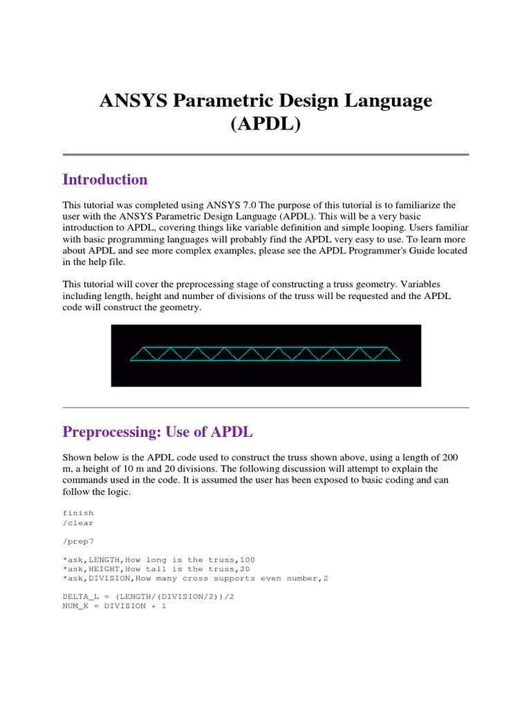 Intro to ANSYS APDL Basics Tutorial | PDF | Control Flow | Parameter ...