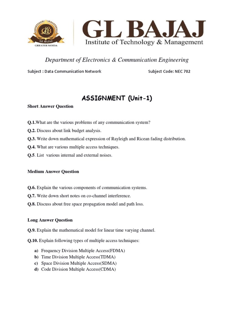 Data Communication Assignment | PDF | Channel Access Method | Computer Network
