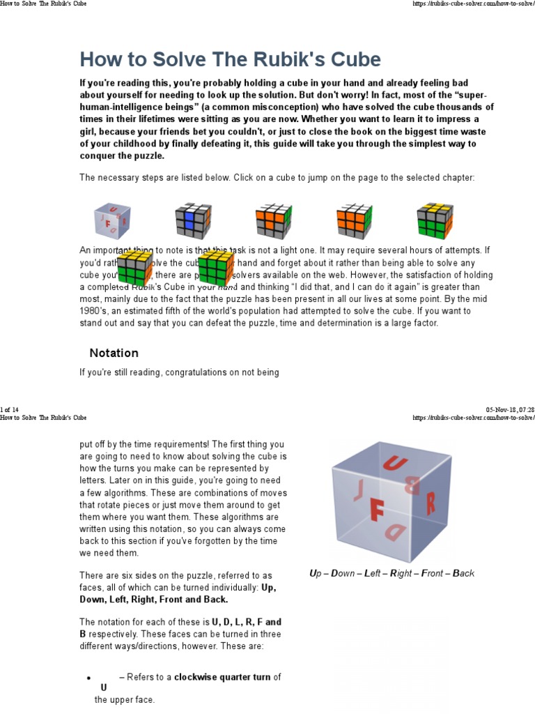 How To Solve The Rubik's Cube: Notation | PDF | Teaching Mathematics
