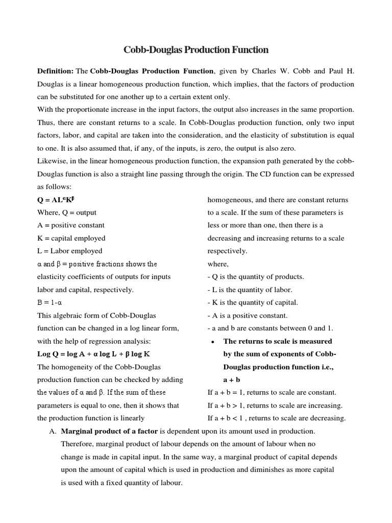 Cobb-Douglas Production Function | PDF | Production Function ...