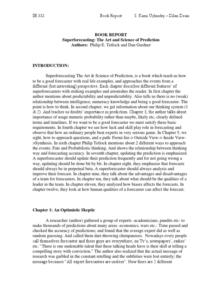 Book Report - Superforecasting The Art and Science of Prediction | PDF ...