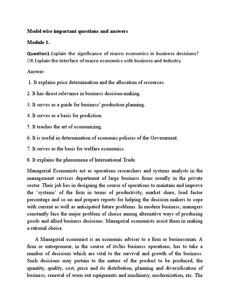 Module Wise Important Questions and Answers | PDF | Macroeconomics ...