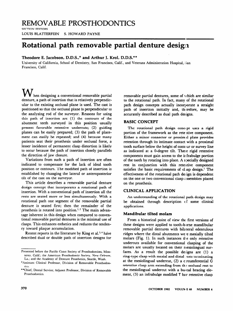 Rotational Path Removable Partial Denture Design | Download Free PDF ...