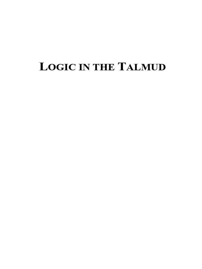 Logic in The Talmud | PDF | Talmud | Judaism