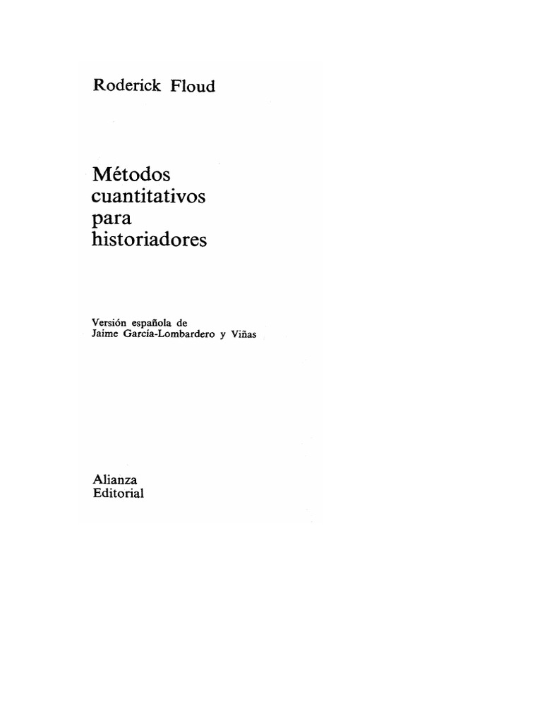 Floud Roderick Metodos Cuantitativos para Historiadores Capitulos 1 A 5 ...