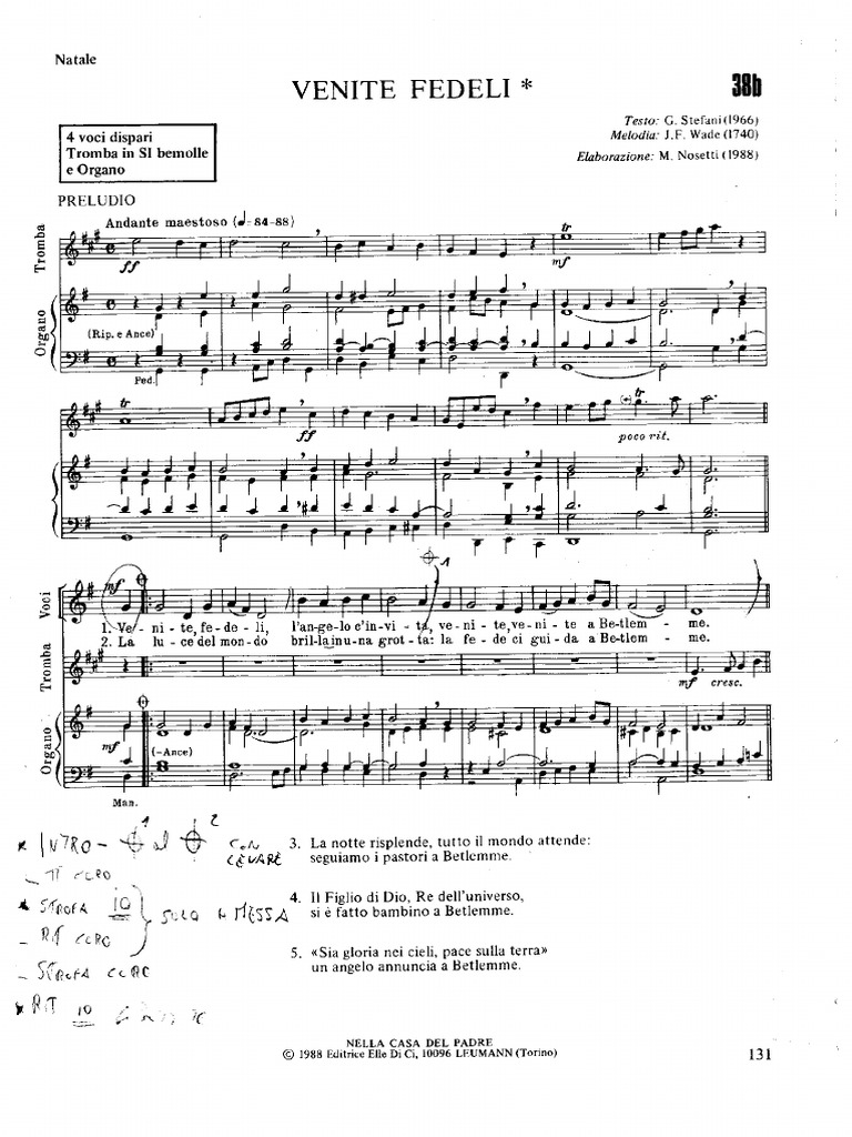Venite Fedeli - Trumpet and Organ | PDF