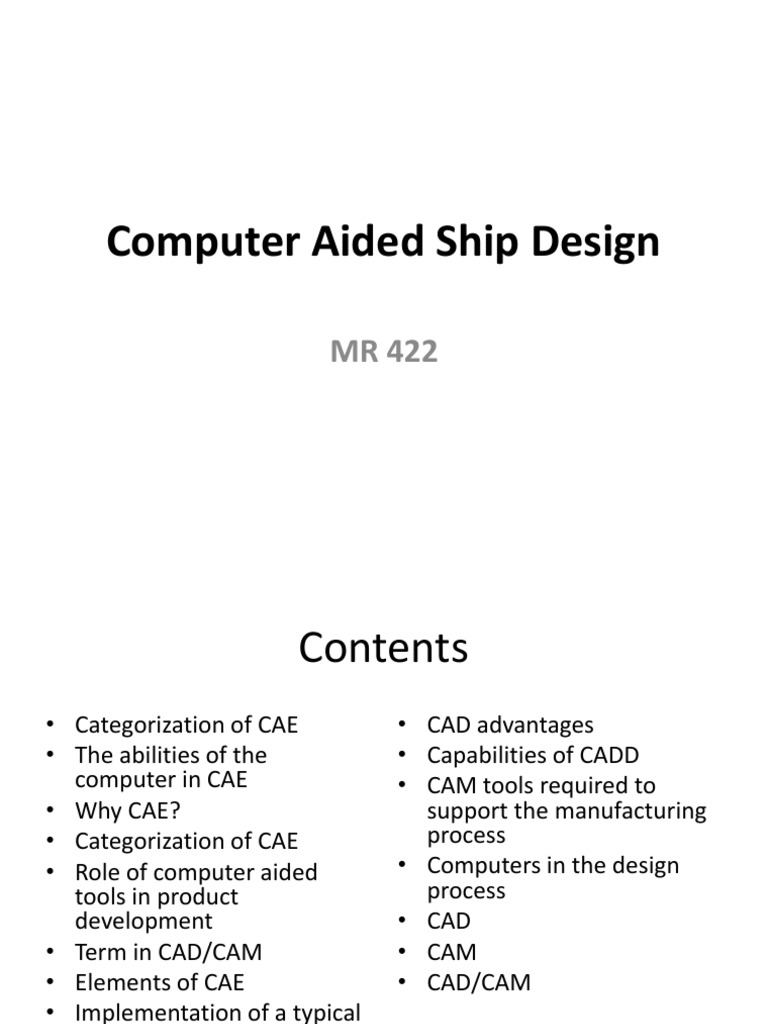Ship Computer Aided Design L-00 Introduction To CAE | PDF | Computer ...