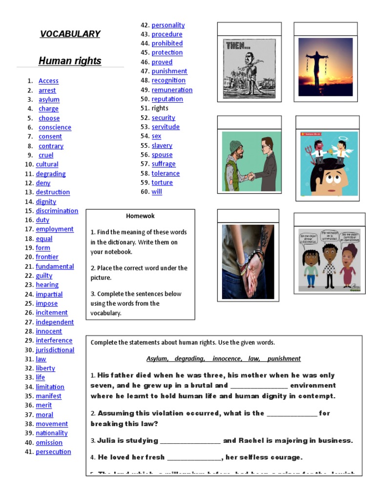 Human Rights Vocabulary Worksheet | PDF | Philosophy | Young Adult