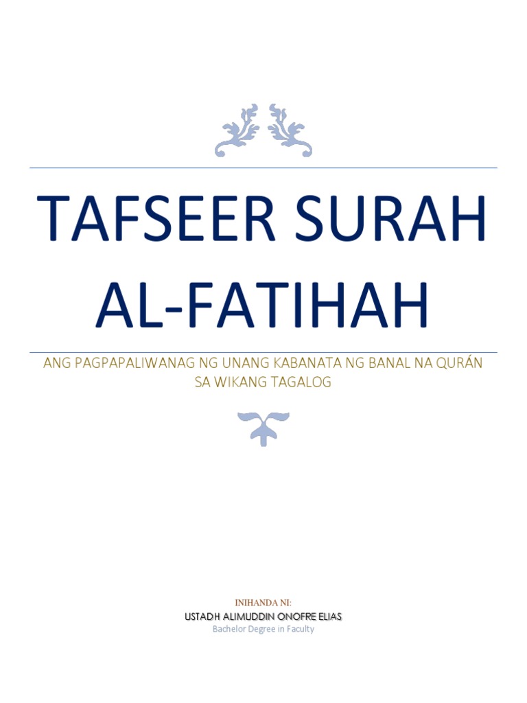 Tafseer Surah Al-Fatihah (Tagalog) | PDF