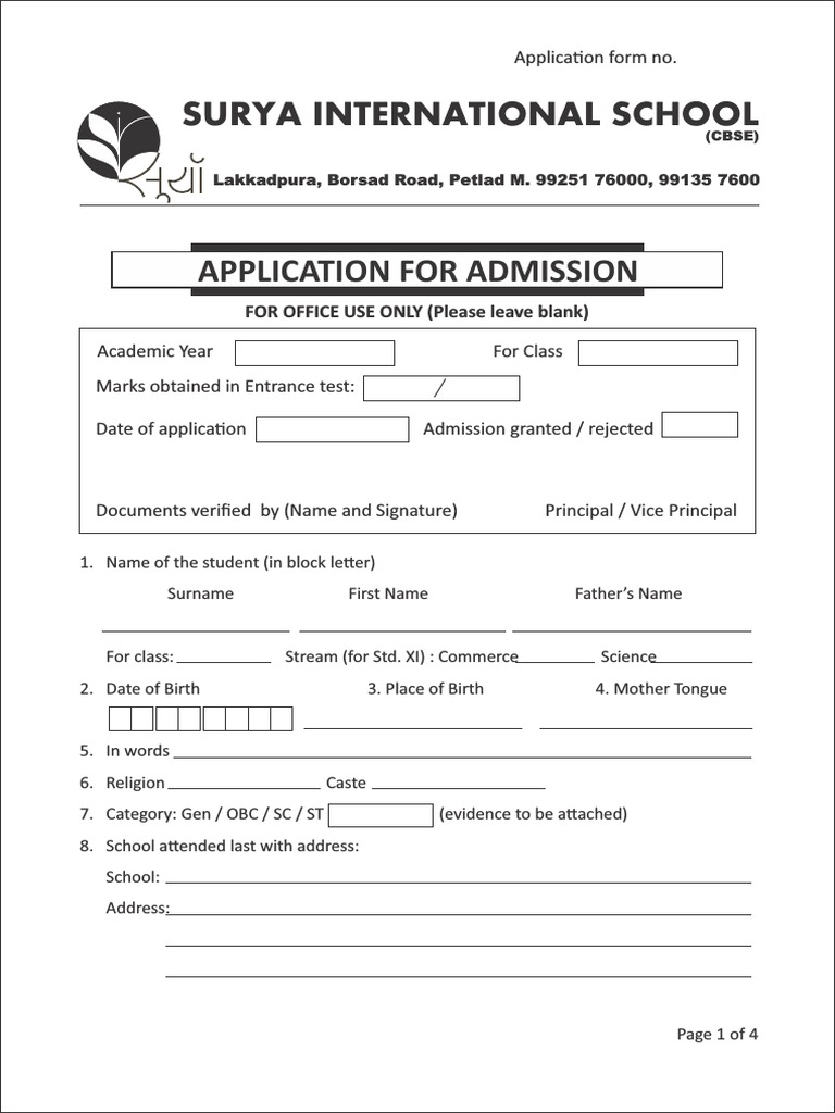 Admission Form | PDF | Social Institutions | Social Science