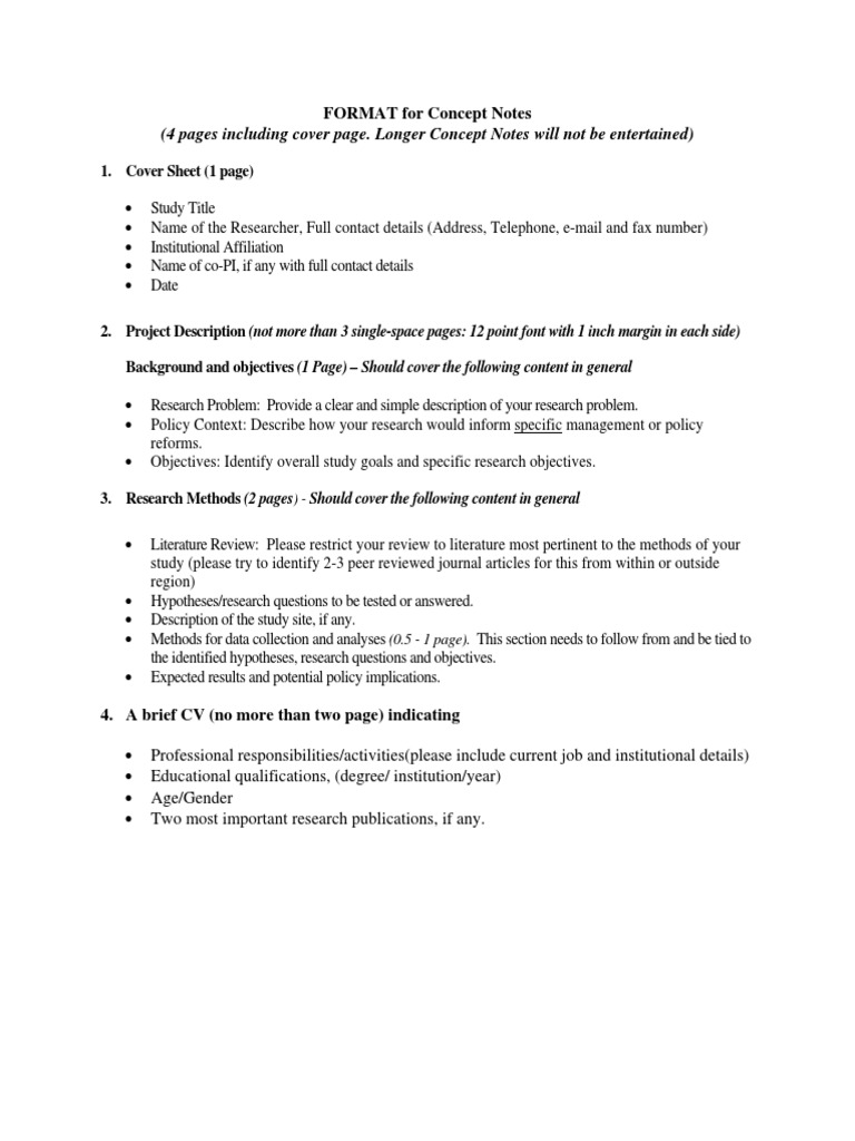 Concept Note Format Guide Research Proposals | PDF