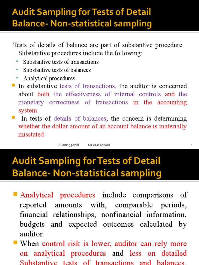 Ch1 Part 2 Audit Sampling For Tests of Details of Balance | PDF | Audit ...