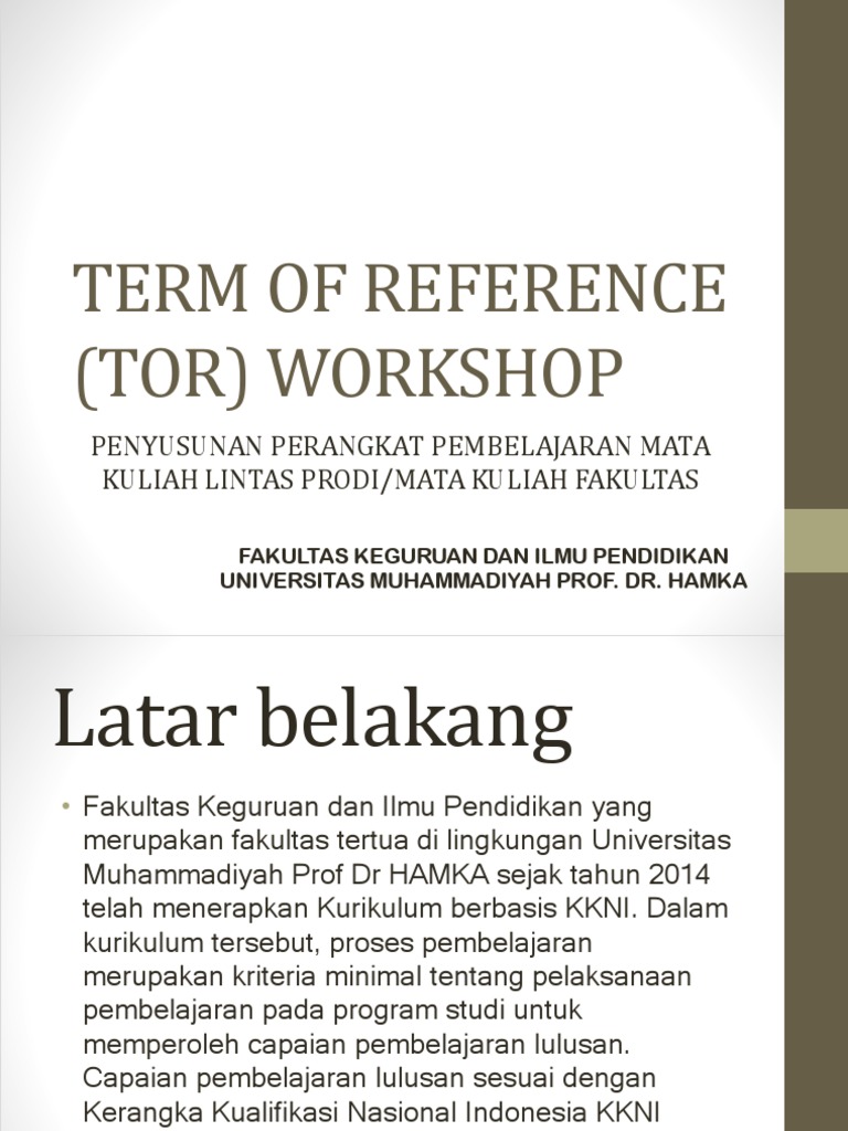 Term of Reference (Tor) Workshop | PDF