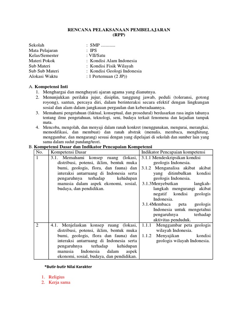 Contoh RPP Ips k13 Kls 7 | PDF
