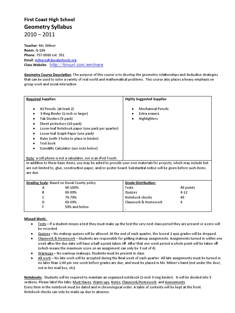 Geometry Syllabus | PDF