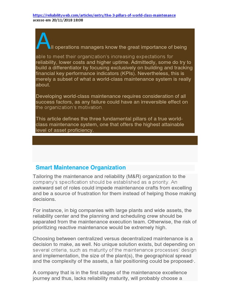 3 Pilar S World Class Maintenance | PDF | Reliability Engineering | Risk